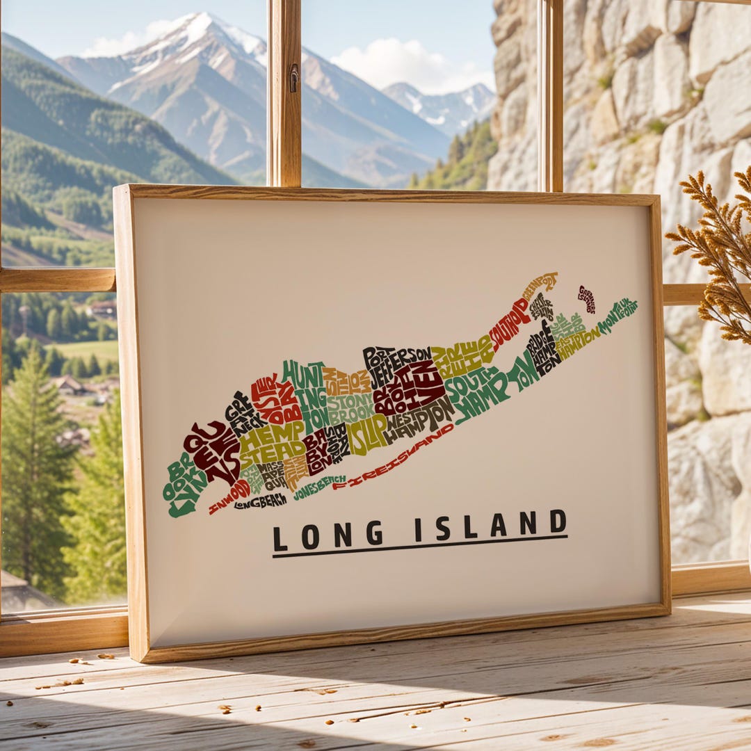 Long Island Neighborhoods Map Art Print, Multiple Sizes, Color Schemes ...