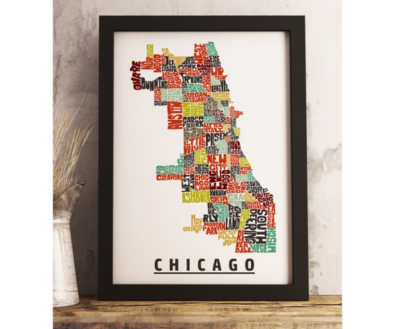 Map Of Chicago Neighborhoods Poster