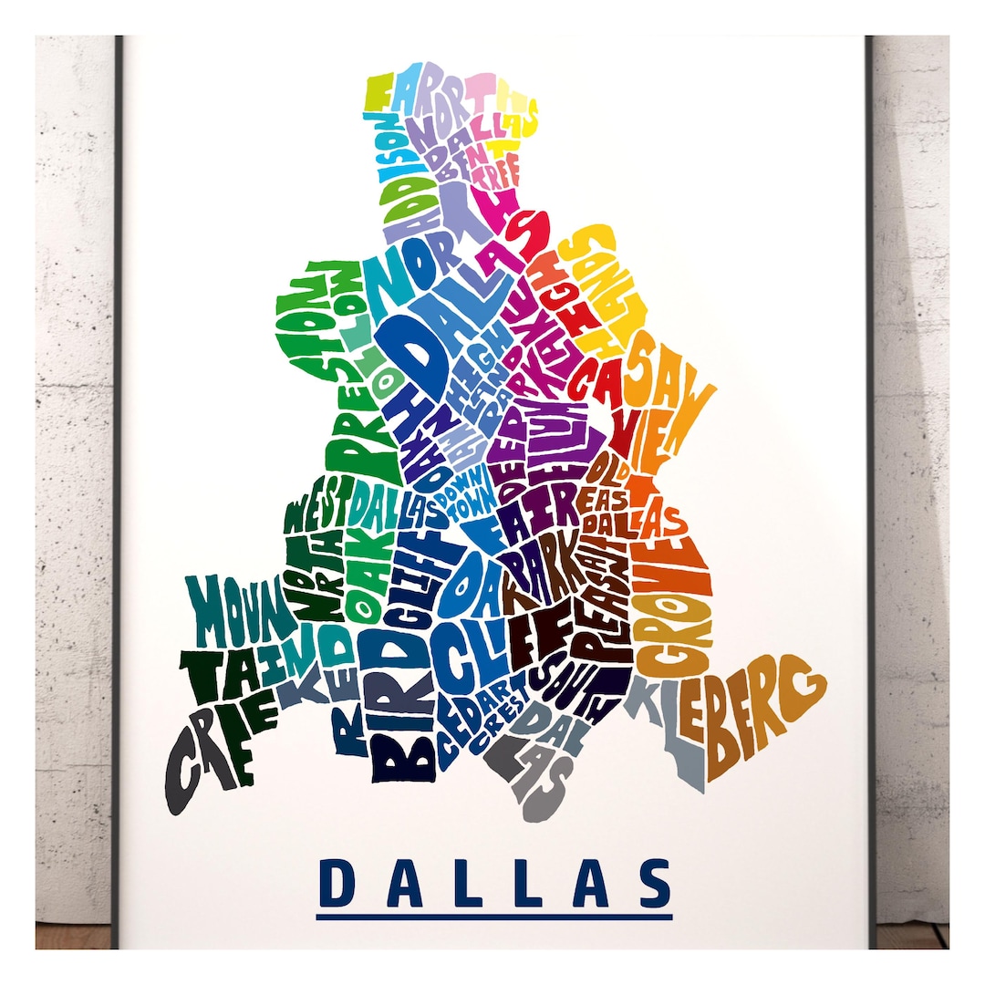 Dallas Neighborhood Map Art Print, Signed Print of My Original Hand ...