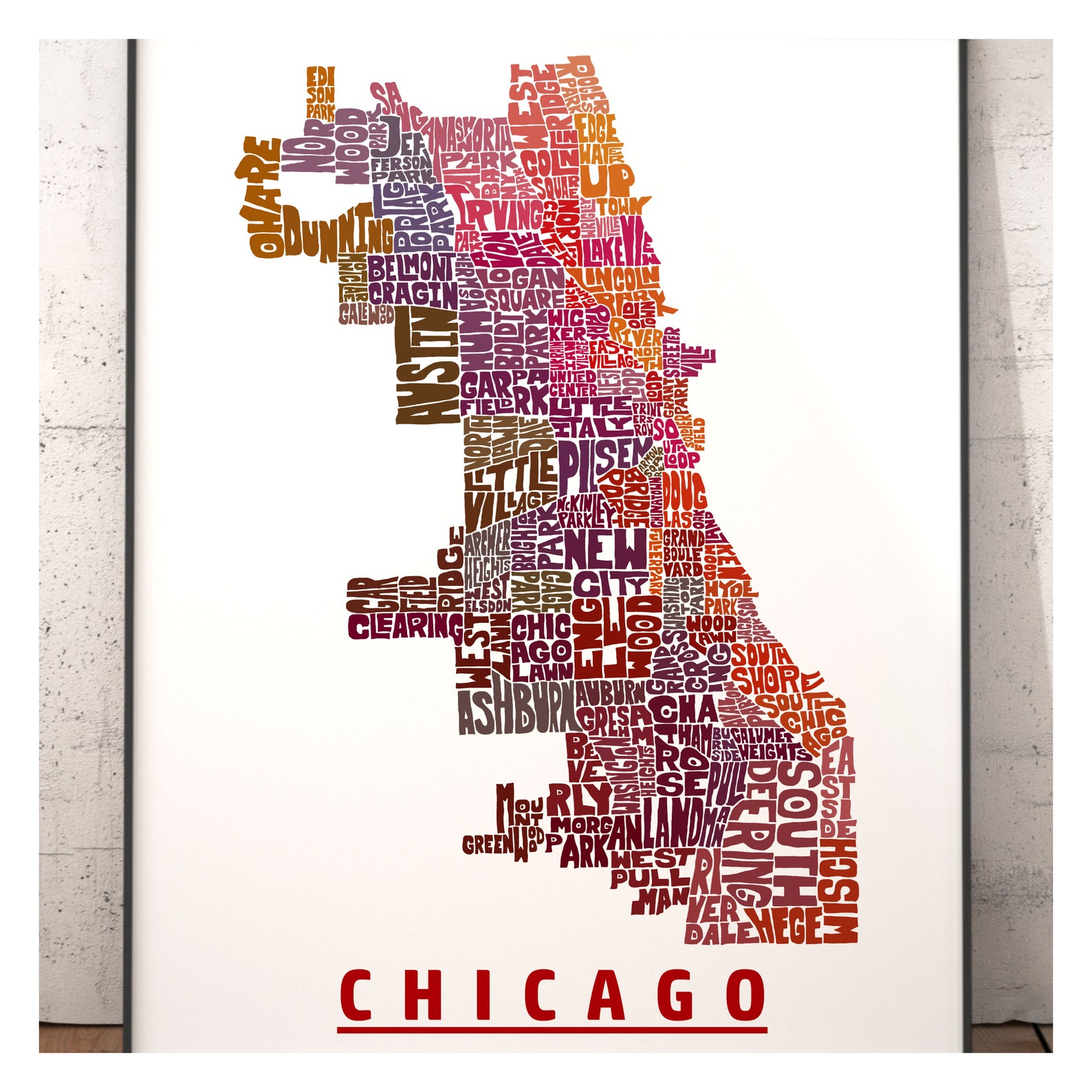 Chicago Neighborhood Map Print, Signed Print of My Original Hand Drawn ...