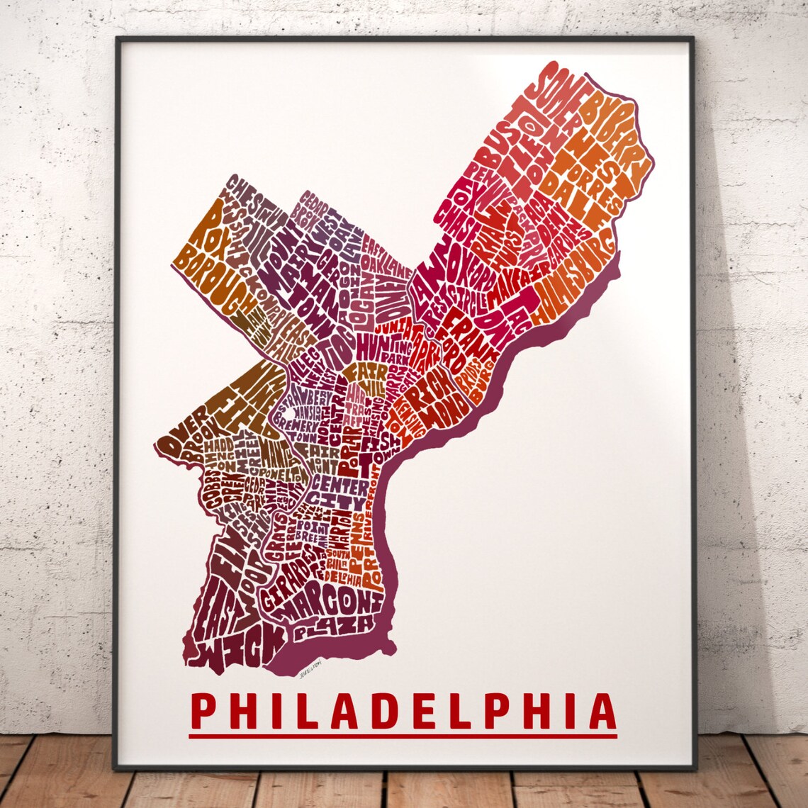 Philadelphia Neighborhood Map Print Signed Print of My - Etsy