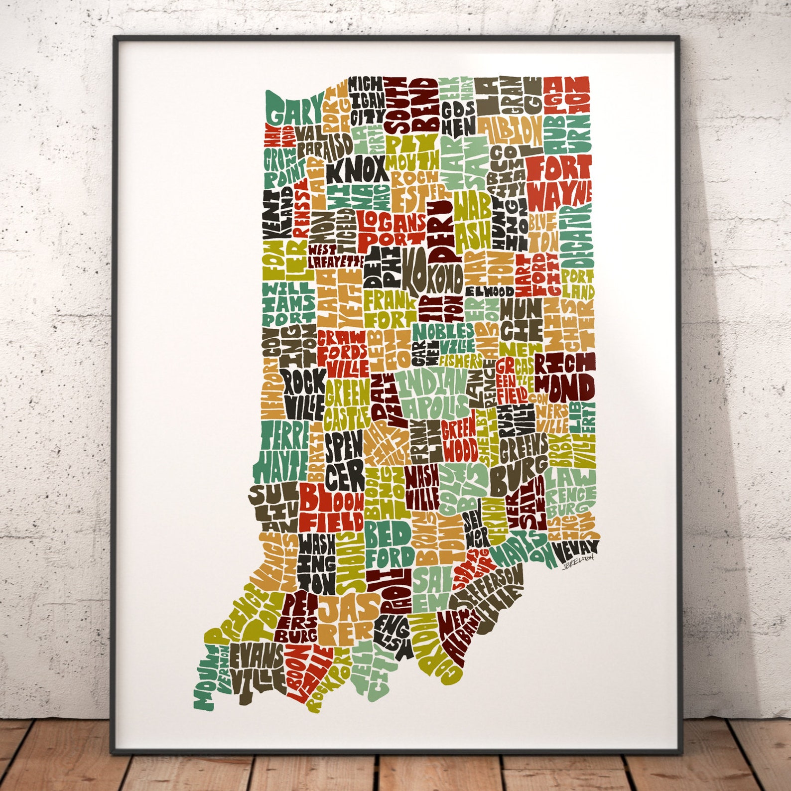 Indiana Map Art Indiana Decor Indiana Artwork Print of My - Etsy