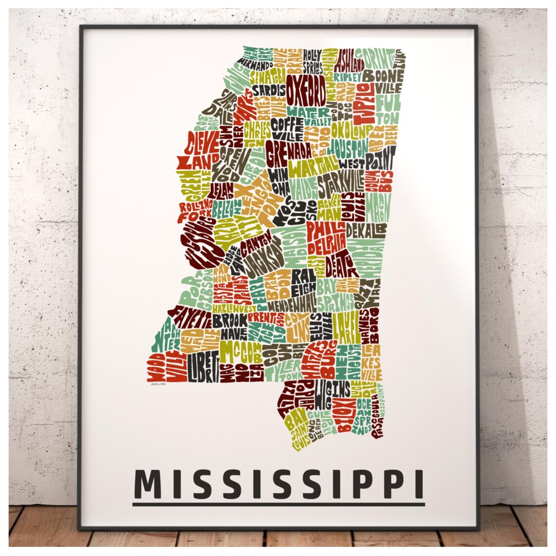 Mississippi Map Art, Mississippi Art Print, Signed Print of My Original ...