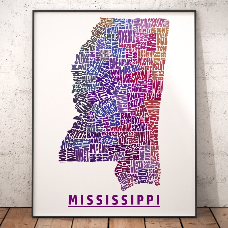 Mississippi Map Art Mississippi Art Print Signed Print of My - Etsy