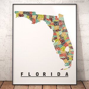 Florida Map Art, Florida Art Print, Signed Print of My Original Hand ...