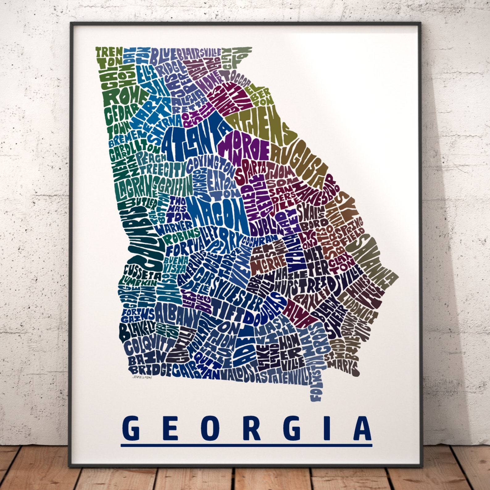 Georgia Map Art Georgia Art Print Signed Print of My - Etsy