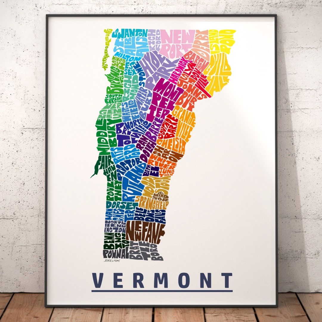 Vermont Art Print, Vermont Map Art, Signed Print of My Original Hand ...