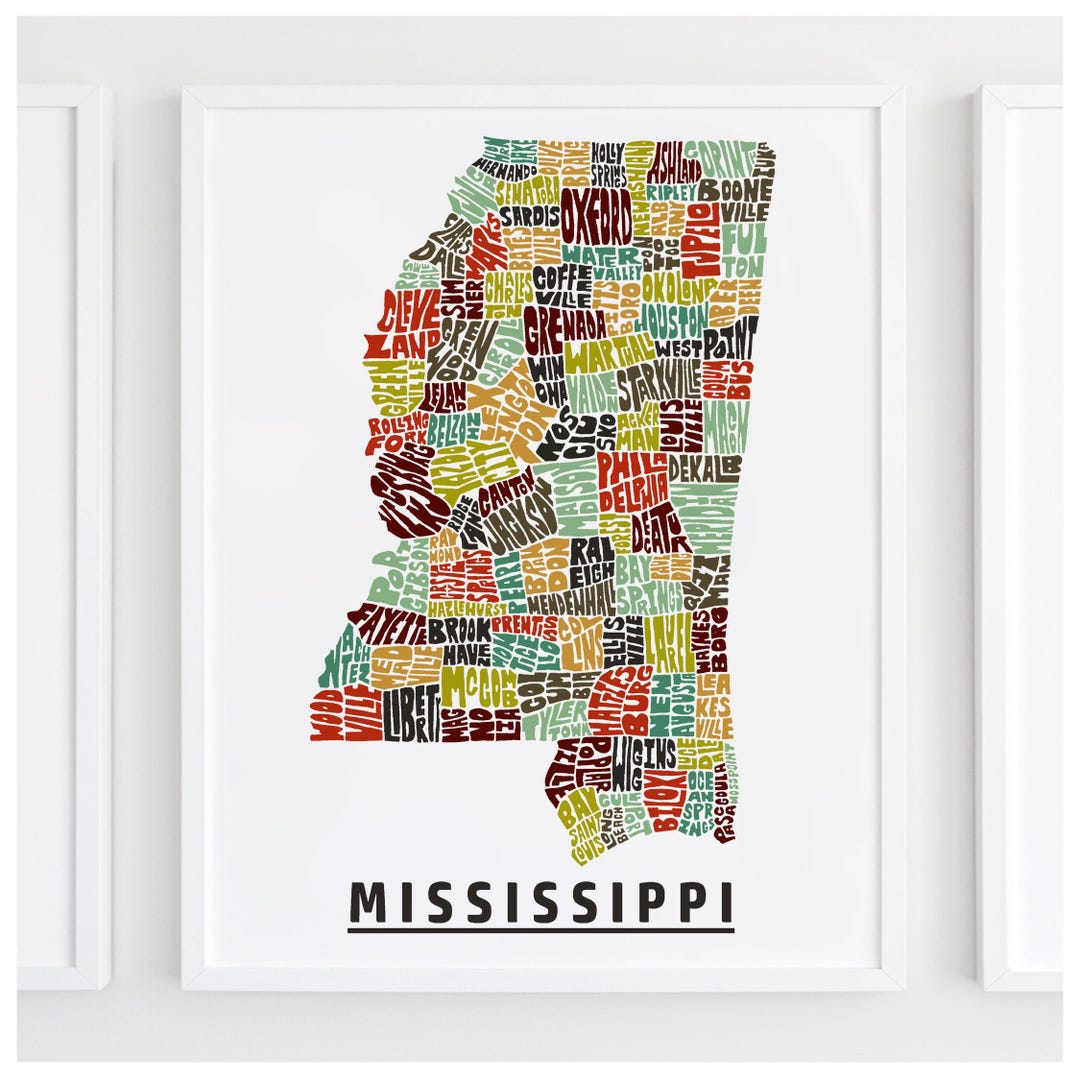 Mississippi Map Art, Mississippi Decor, Mississippi Gift, Print of My ...