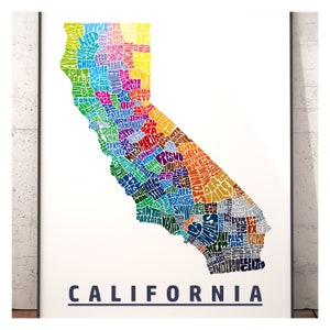 California Map Art Print, California Decor, California Gift, Signed ...