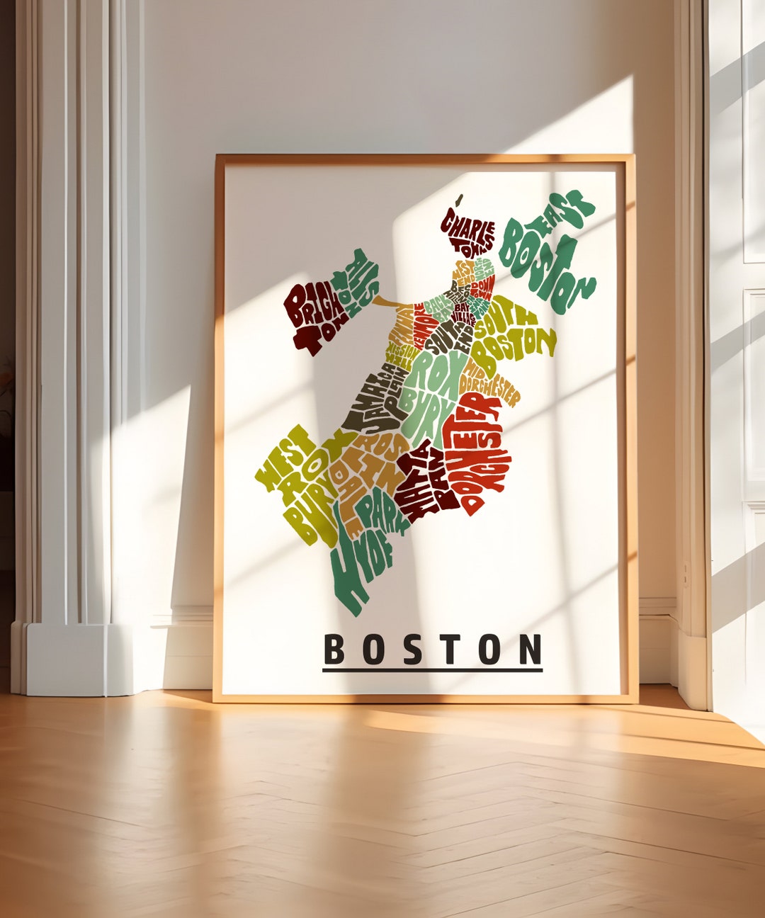 Boston Map Art Print-framed, Available in Several Colors and Sizes ...