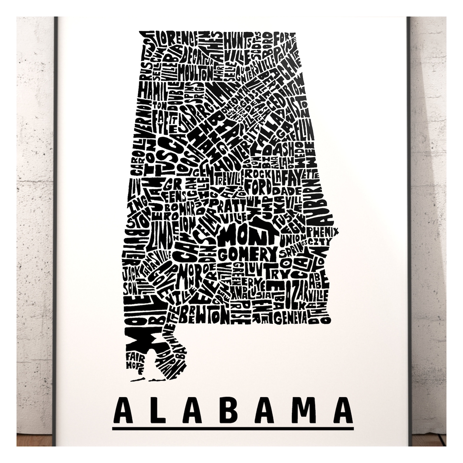 Alabama Map Art Print, Alabama Decor, Alabama Gift, Signed Print of My ...