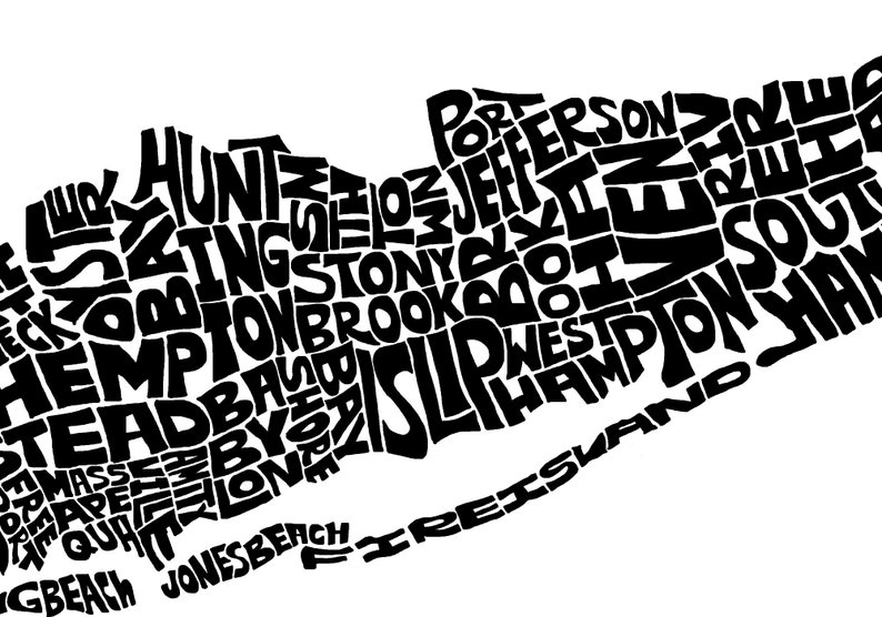 Long Island Neighborhoods Map Art Print, Multiple Sizes, Color Schemes ...