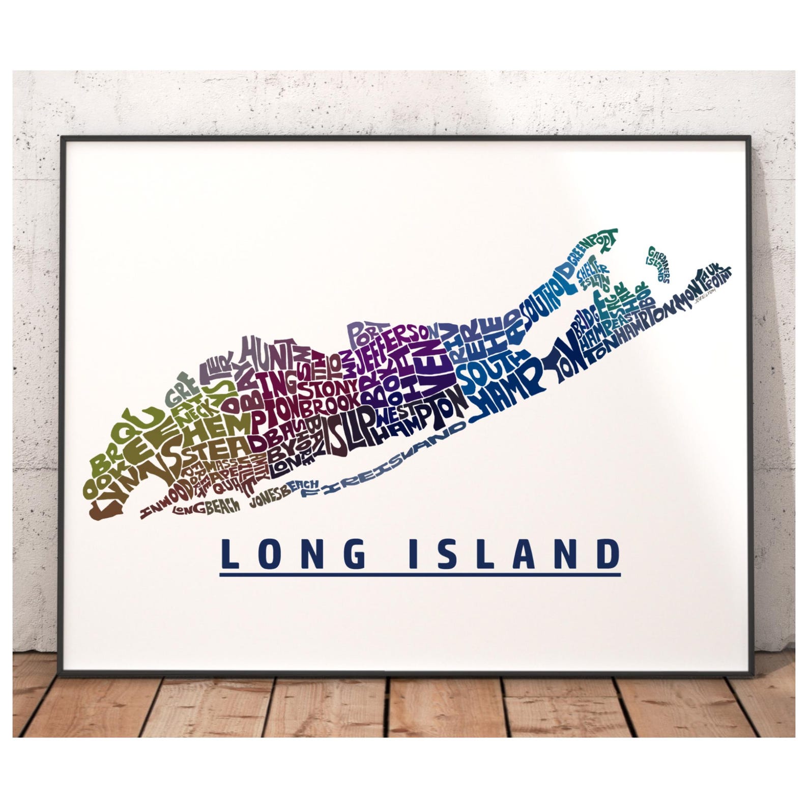 Long Island Neighborhood Map Print, Signed Print of My Original Hand ...