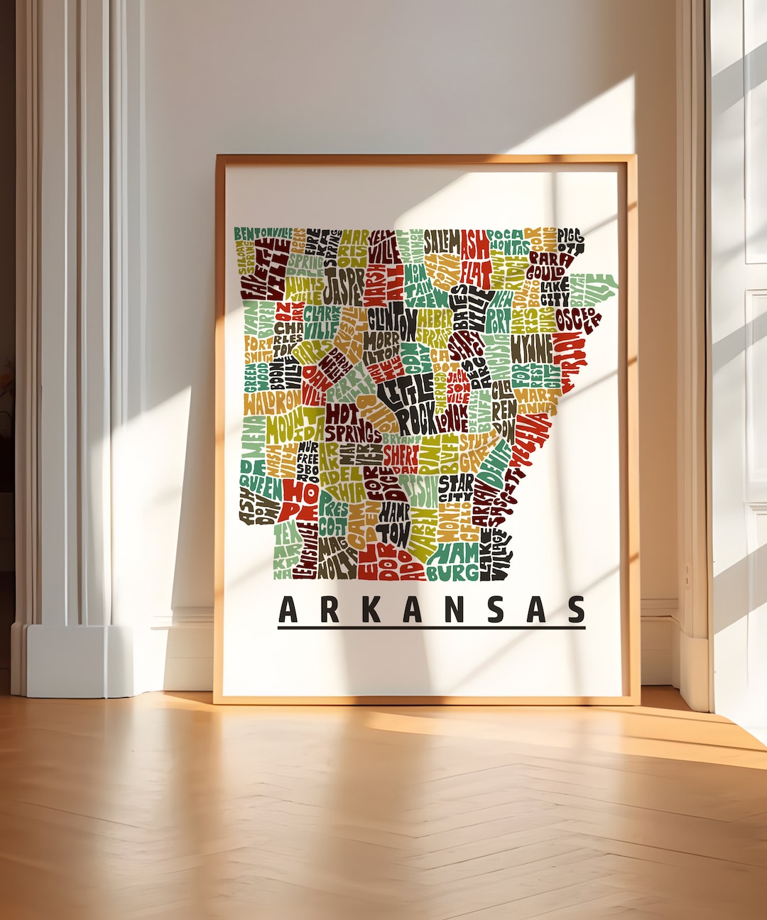 Arkansas Map Art Print-framed, Available in Several Colors and Sizes ...