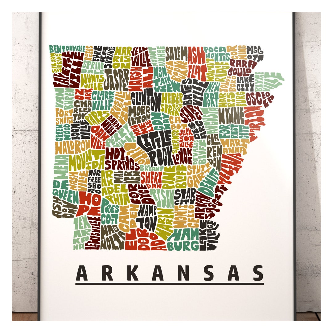 Arkansas Map Art, Arkansas Art Print, Signed Print of My Original Hand ...