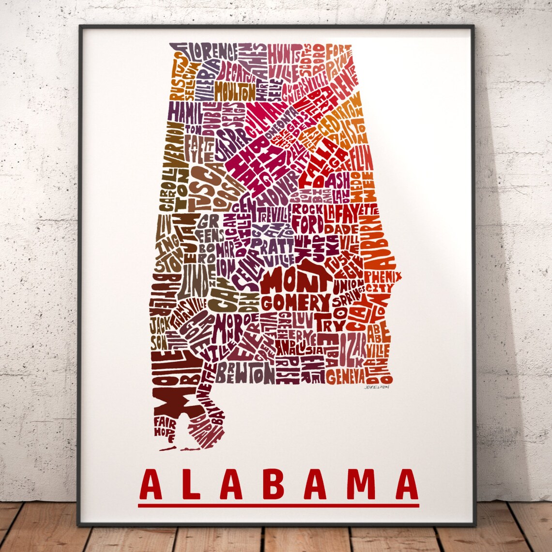 Alabama Art Print Alabama Map Art Signed Print of My | Etsy