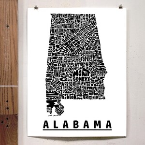 Alabama Map Art, Alabama Art Print, Signed Print of My Original Hand ...