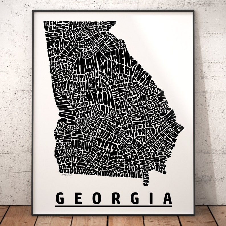 Georgia Map Art Georgia Art Print Signed Print of My - Etsy