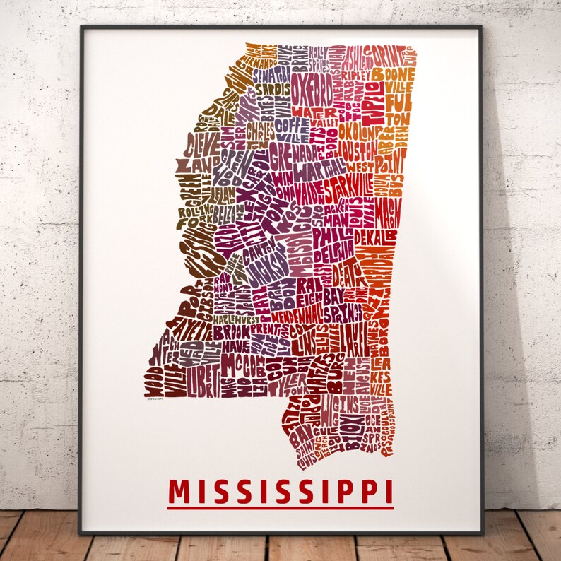 Mississippi Map Art Mississippi Art Print Signed Print of My - Etsy