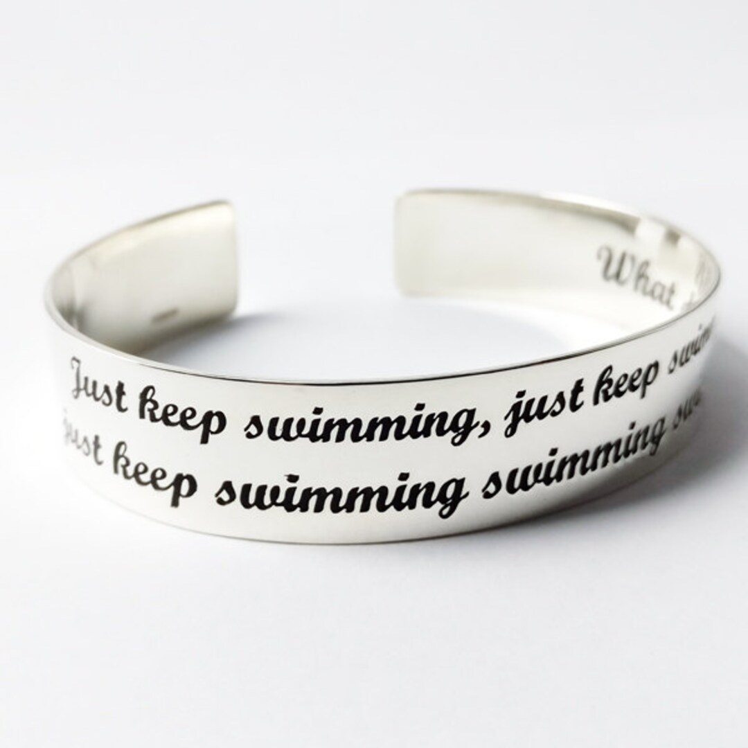 925 Silver Engraved Bracelet, Just Swim Personalized Swimmer Gift With ...