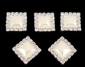 4 Flat Back Rhinestone Pearl Embellishment Metal 25 Mm - Etsy