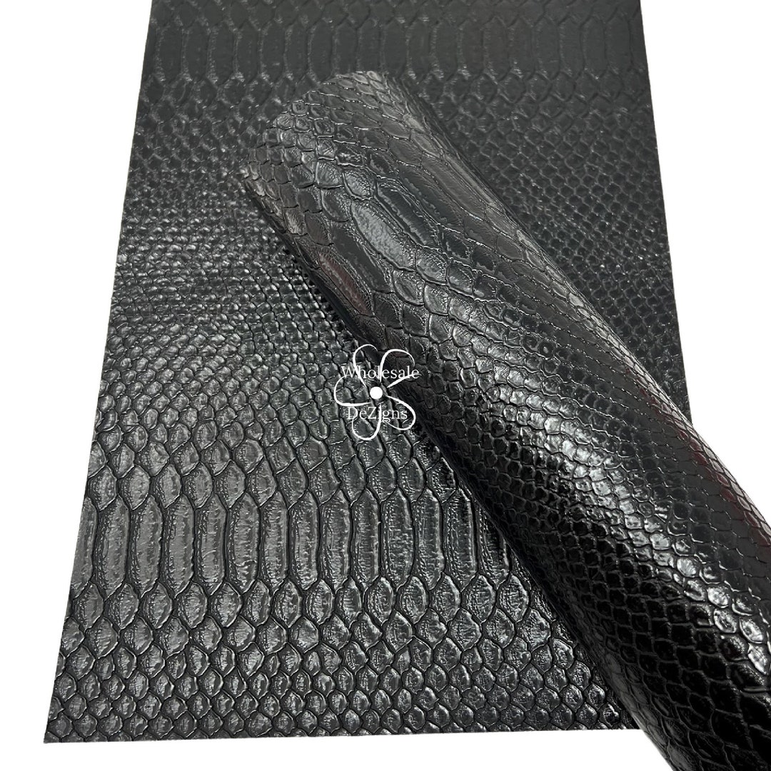 Black Snake Skin Print - Textured Faux Snake Leather Sheet - Animal ...