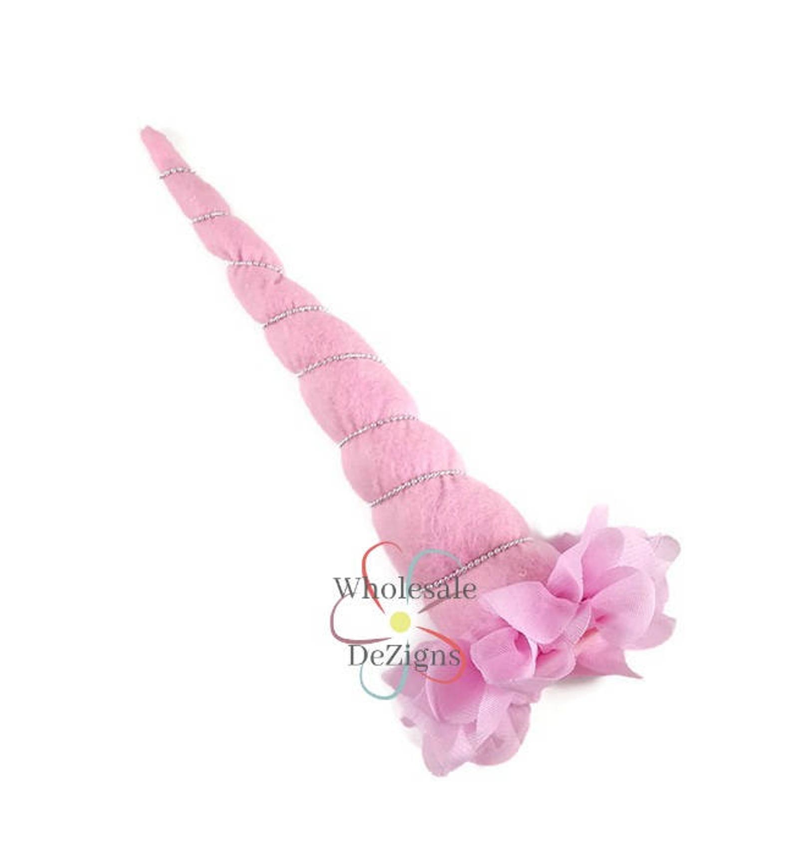 Large Pink Unicorn Horn, Unicorn Horns With Flowers, 8" - 9" Horn ...