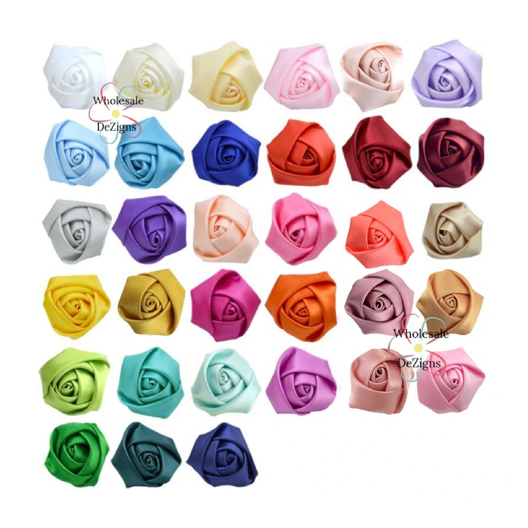 Satin Rolled Rosette Flowers, Satin Roses, Small Satin Rose, Small Rose ...