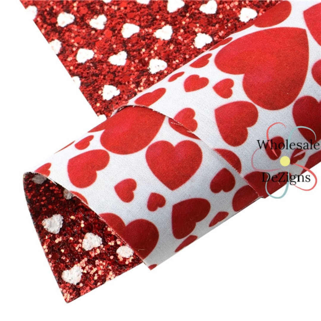 Heart Faux Leather Sheets Double Sided White and Red Heart Chunky ...