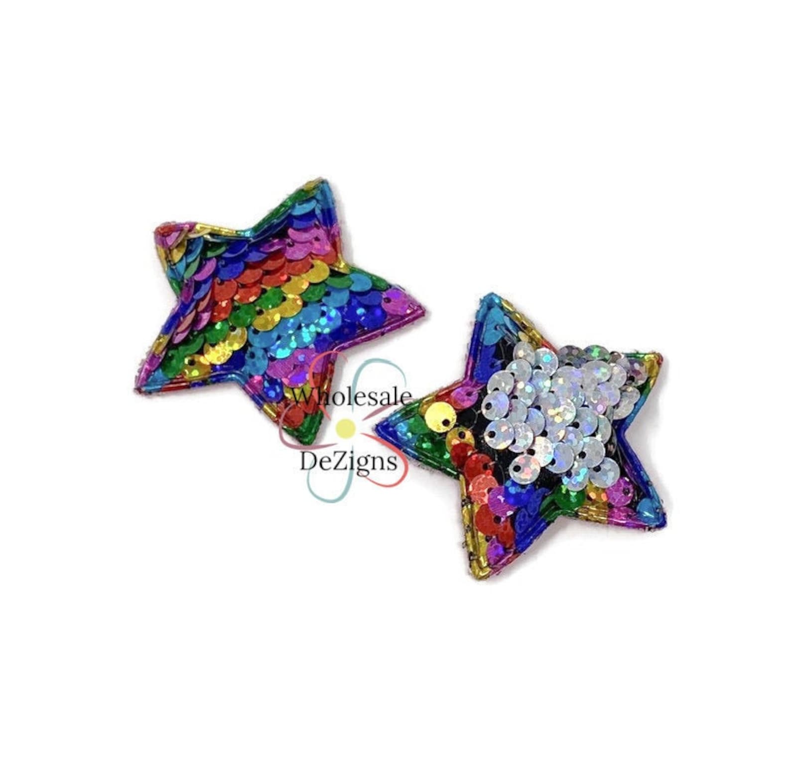 Rainbow Reversible Sequin Stars Silver Padded Sequins Star | Etsy