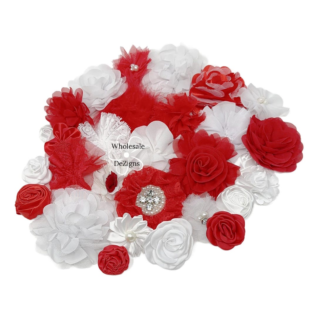 Red and White Flower Grab Bag, Red Flowers, Wholesale Premium Flowers ...