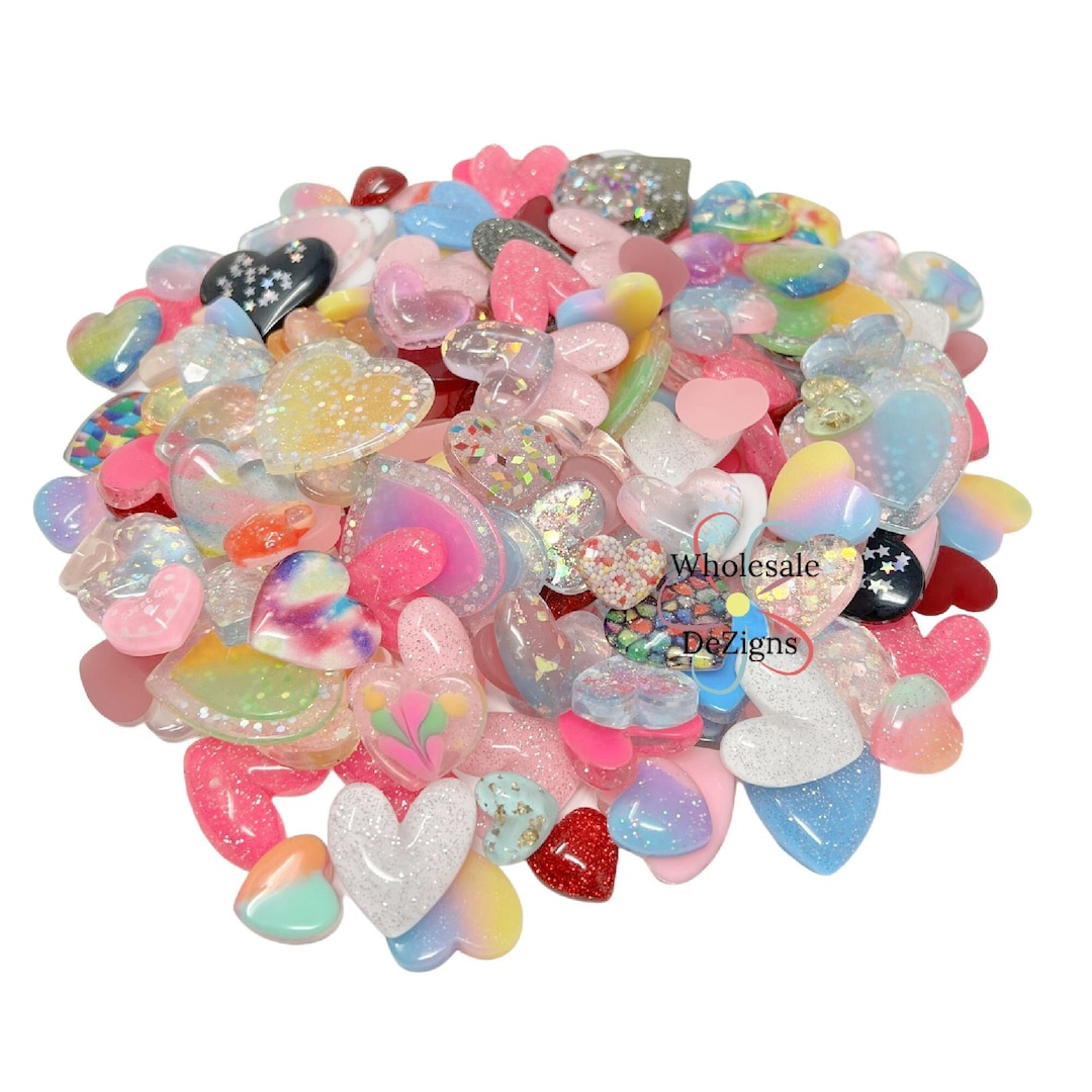 HEART Resin Cabochons, Valentines Craft Resins for Hair Bows Flowers ...