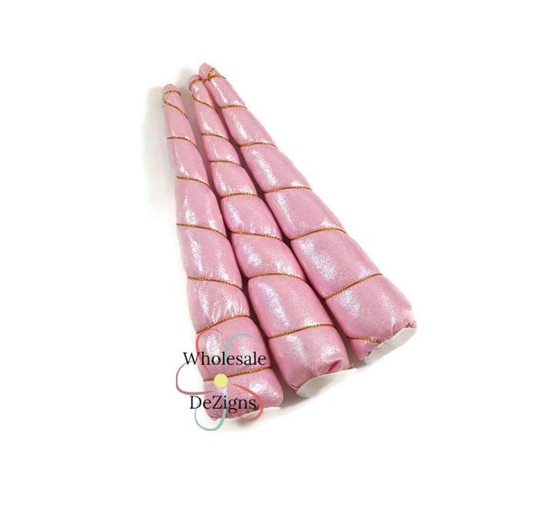 8 Baby Pink Iridescent Unicorn Horn Metallic Large Padded Horns Gold ...