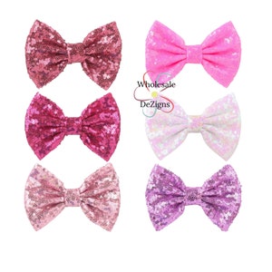 Sequin Bows 5 Inches Large Shimmery Bow DIY (**no Clip**) 5" Pink Gold ...