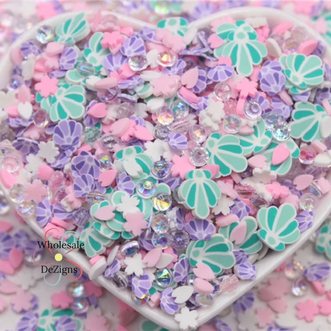 Seashell Clay Sprinkles 10g 20g 30g Pastel Aqua Lavender Pink White ...