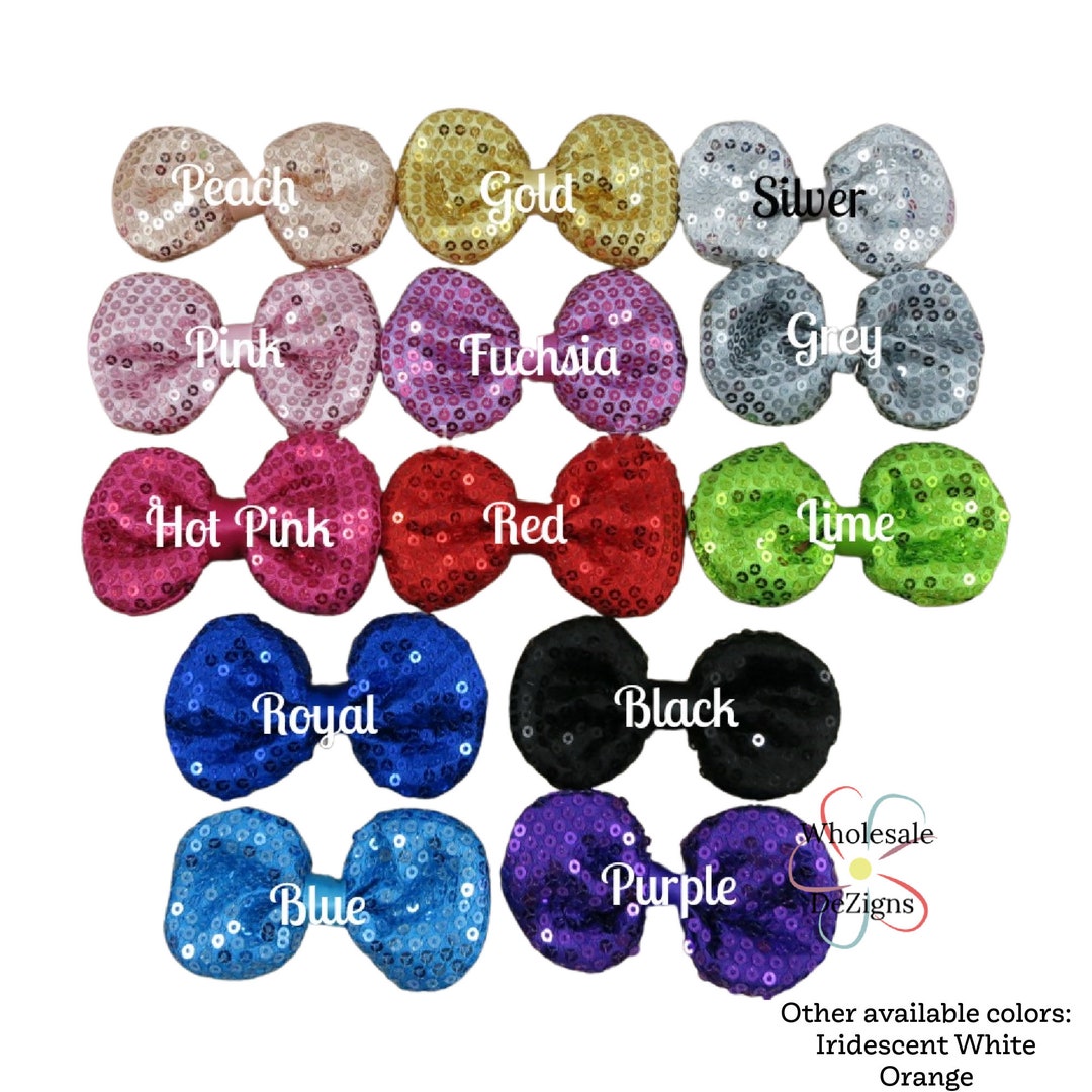 Sequin Bows - Puffy Sequined Bows - Your Choice - 3" - 3.5 Inch Puff ...
