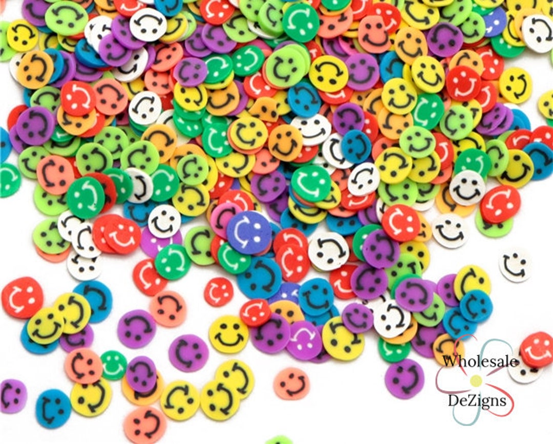 SMILEY FACE Clay Sprinkles Rainbow of Colors Shaker Resin Happy Faces ...