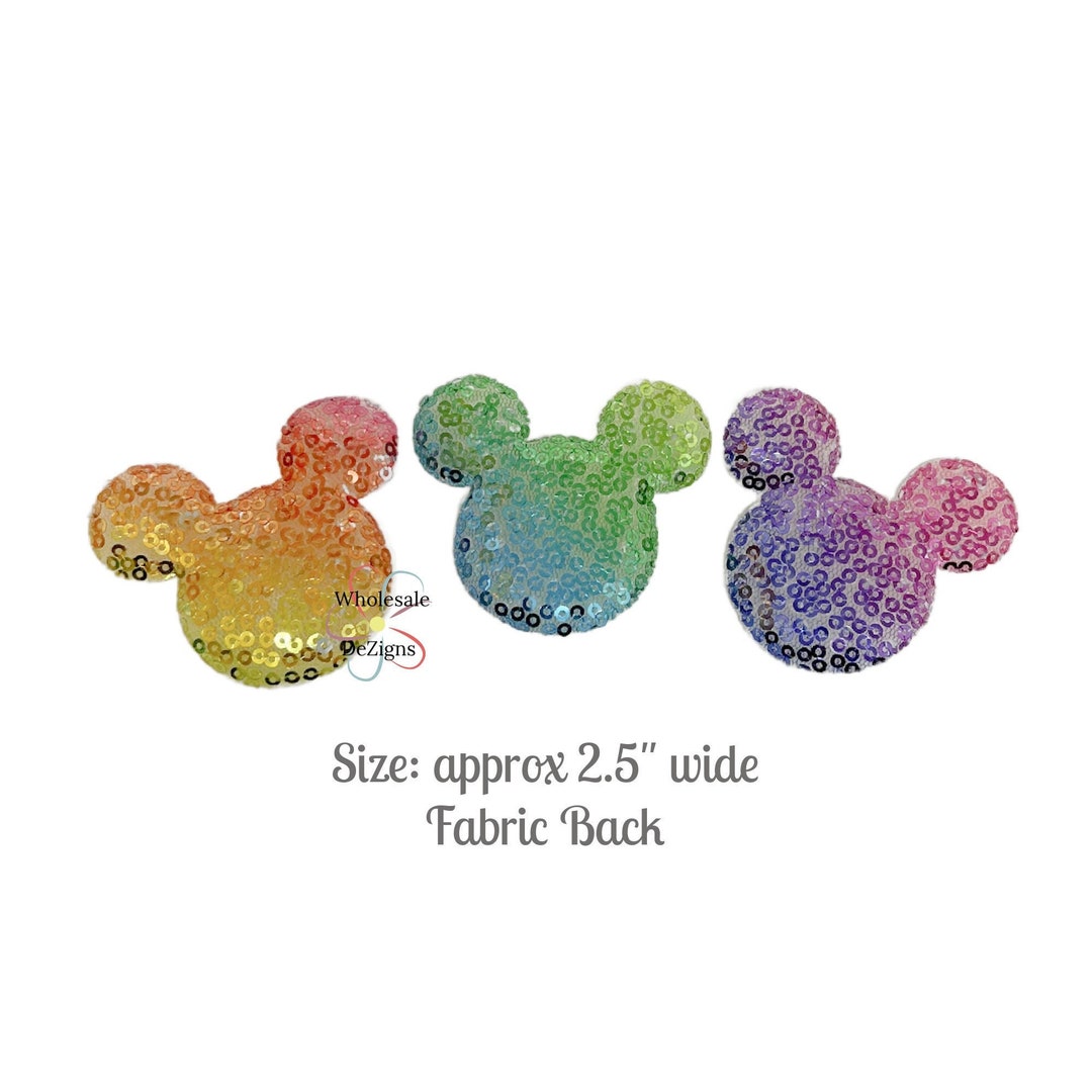 Rainbow Minnie / Mickey Mouse Head Inspired Appliques Fabric Back ...