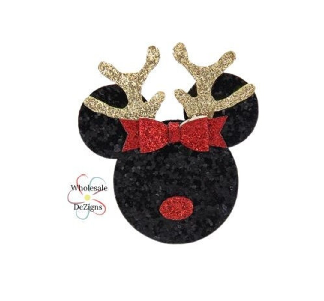 Glitter Reindeer Mouse Head With Antlers | Glittery Mouse Appliques ...