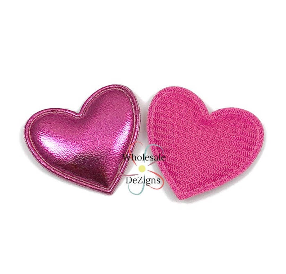 Hot Pink Metallic Heart Padded Appliques Fabric Back - Etsy