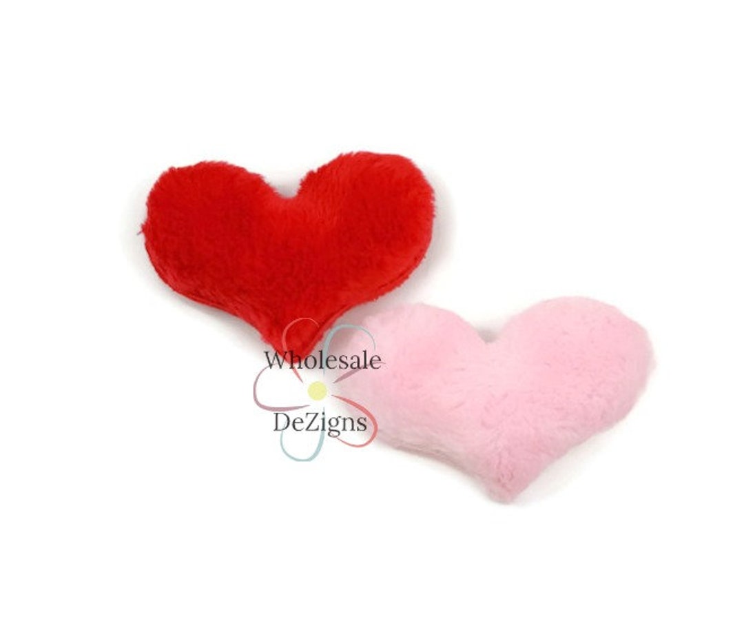 Fabric Fur Heart Appliques, Red or Light Pink Heart Applique, 2.5 ...
