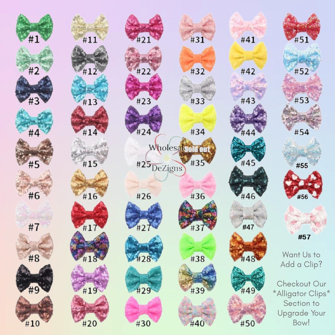 Sequin Bows, Sequin 3 Inch Bows, DIY No Clip Bows, 3" Shimmery Bows ...