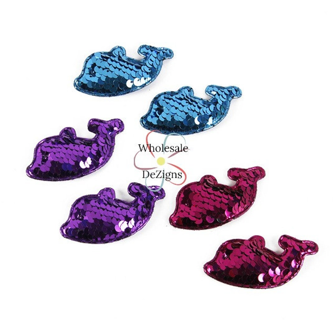 2 Reversible Sequin Whales Hot Pink Aqua Purple Silver Purple Padded ...