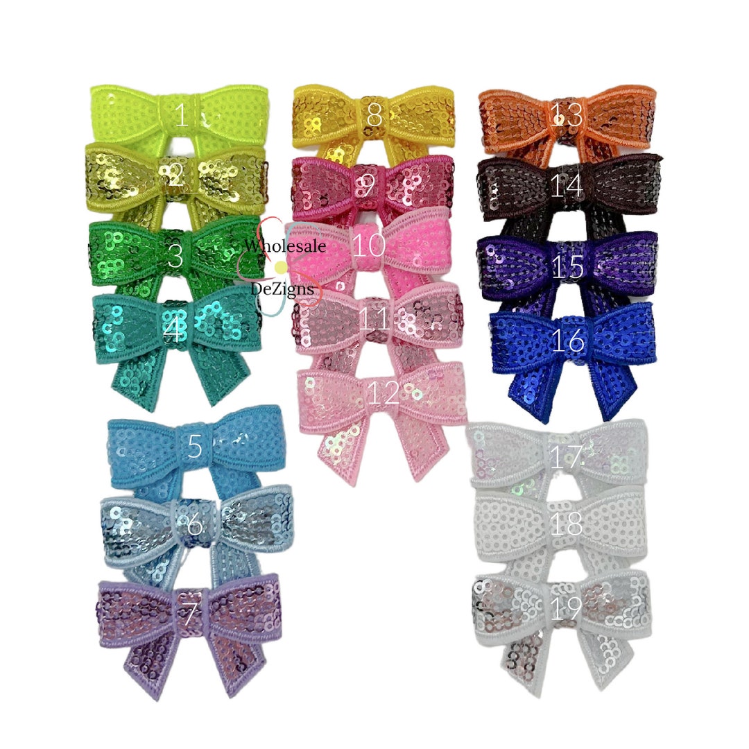 Sequin Bows Appliques | Small Craft Bows 1.75" Sequins Sequined Bows 1. ...