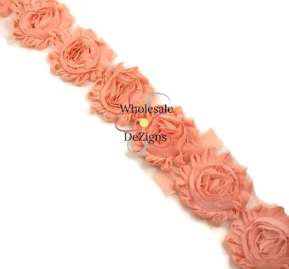Light Peach Colored Shabby Chic Chiffon Rose Flowers Yard Mesh - Etsy