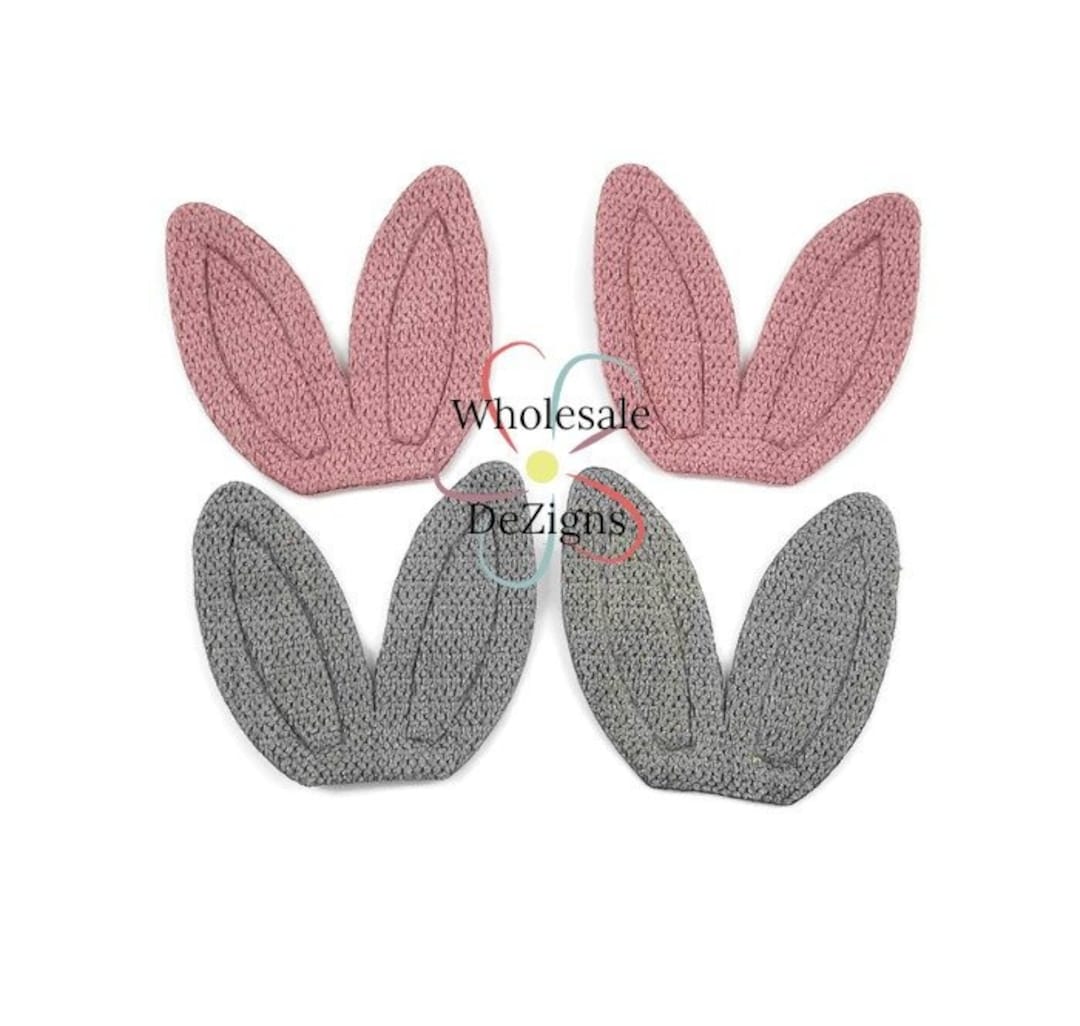 Soft Fabric Pink or Grey Bunny Ears - Easter Appliques Double Sided ...