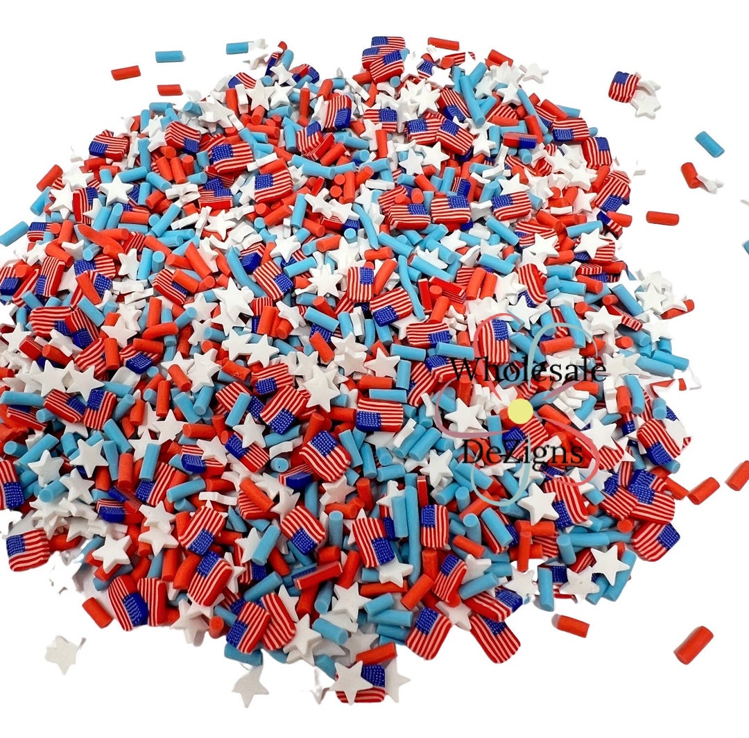 Fourth of July Clay Sprinkles Rainbow of Colors Shaker Resin Flags ...