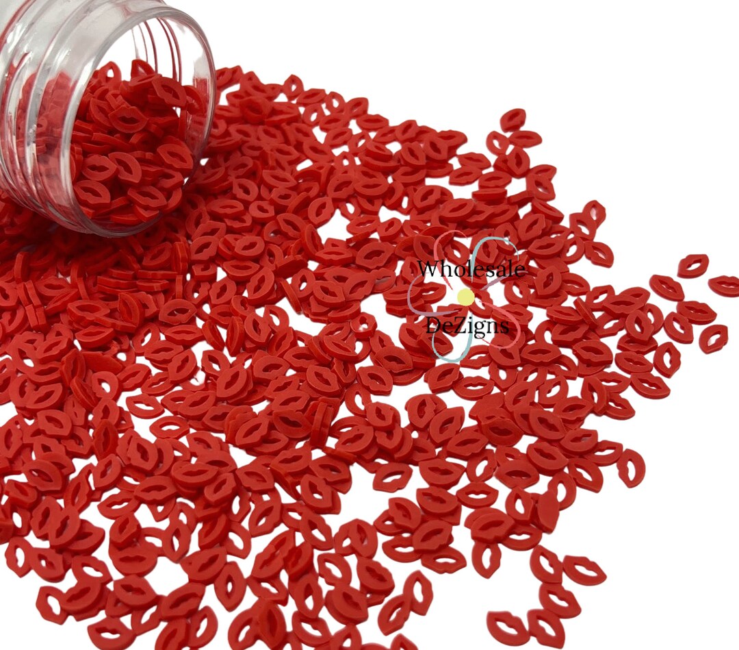 Red Lips Clay Sprinkles Red Lips Kiss Mouth Love Valentines Shaker ...