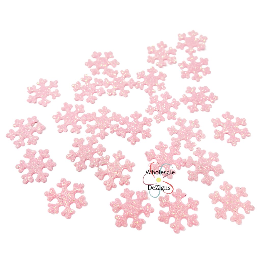 5 Baby Pink Glitter Snowflake Appliques Padded Fabric Backing - Etsy