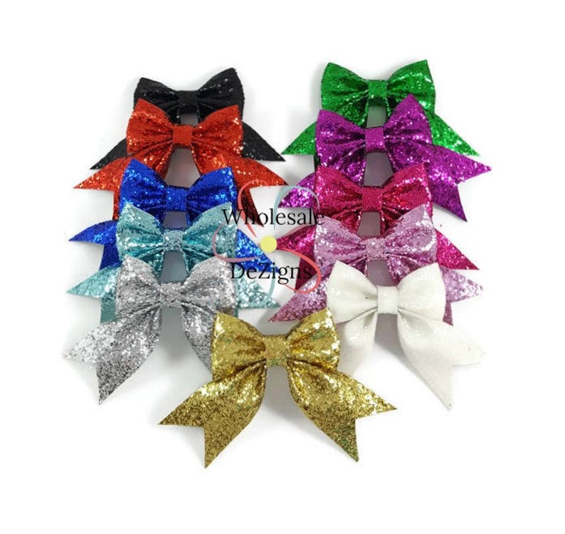 Glitter BOWS With Tails Sparkly Hair Bows Bling Bows - Etsy